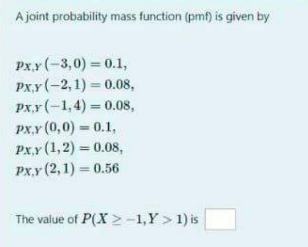Solved A joint probability mass function (pmf) is given by | Chegg.com