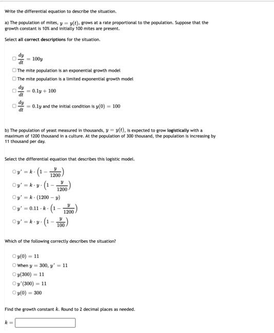 Solved Write the differential equation to describe the | Chegg.com