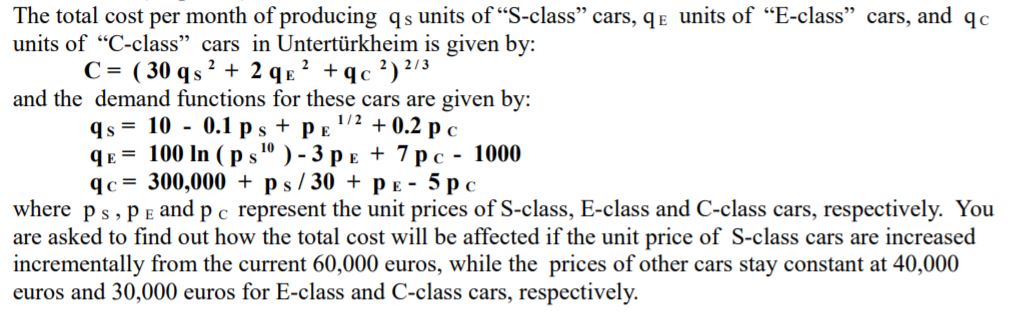 Solved The total cost per month of producing qs units of | Chegg.com