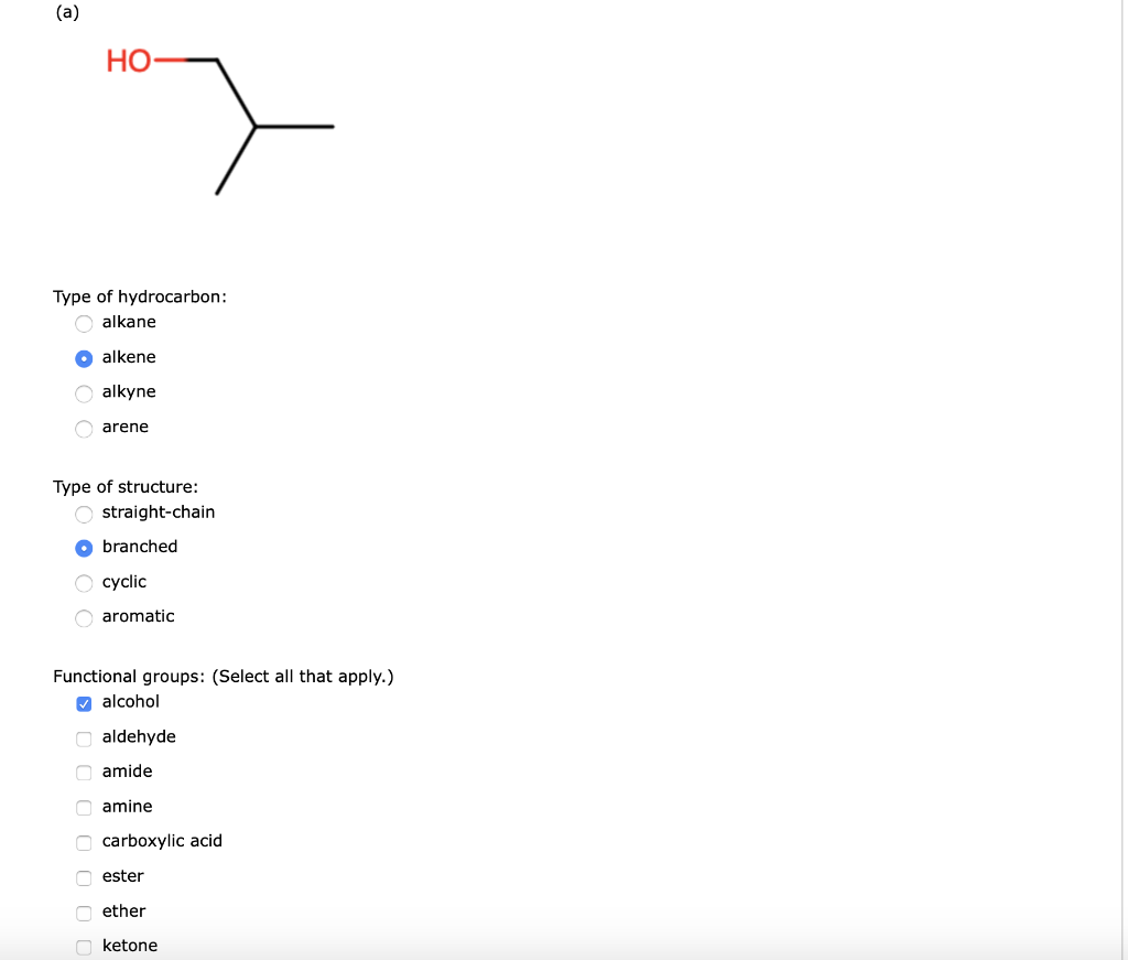 Solved Type of hydrocarbon: alkane alkene alkyne arene | Chegg.com