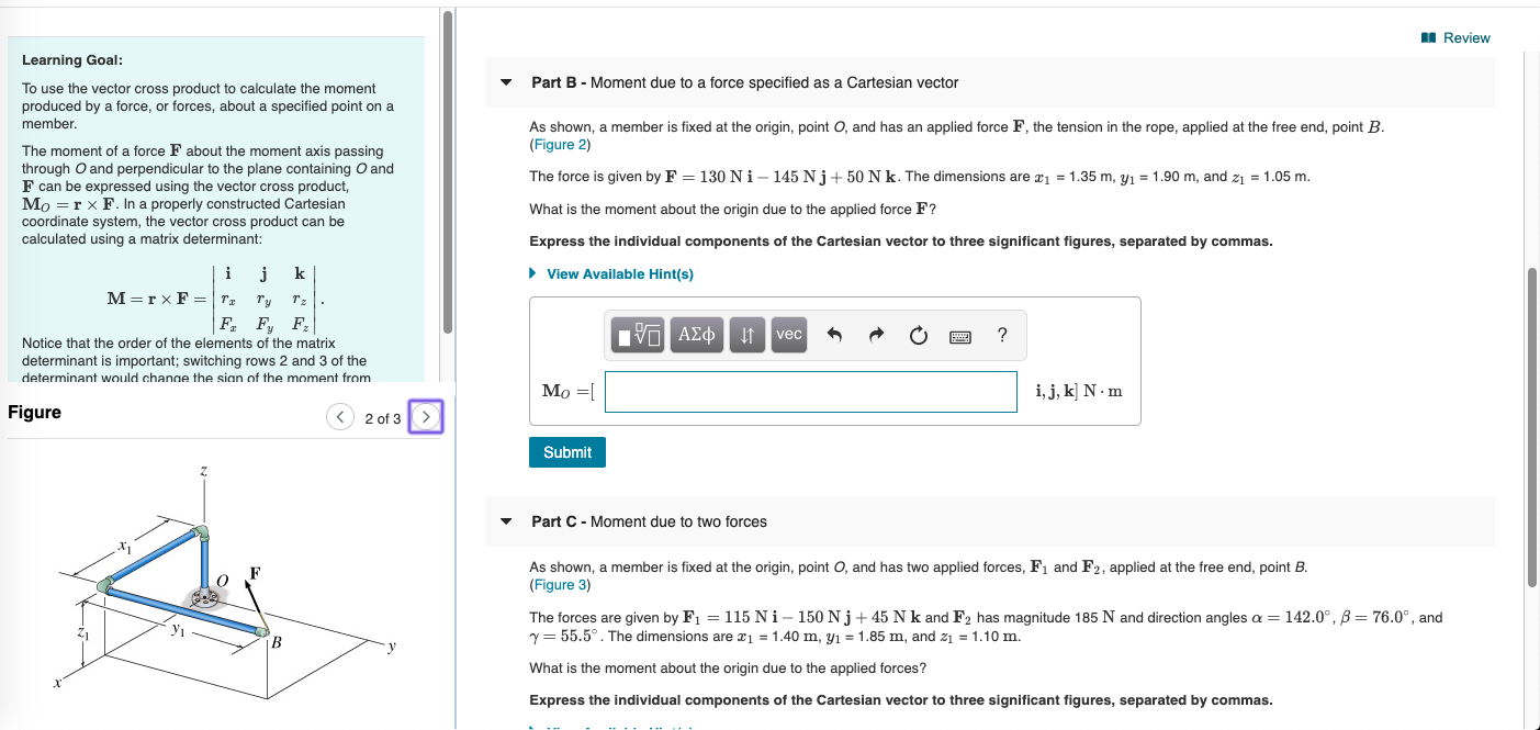 Solved Review Learning Goal: Part B - Moment due to a force | Chegg.com