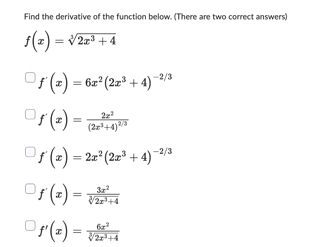 Solved Find the derivative of the function below. (There are | Chegg.com