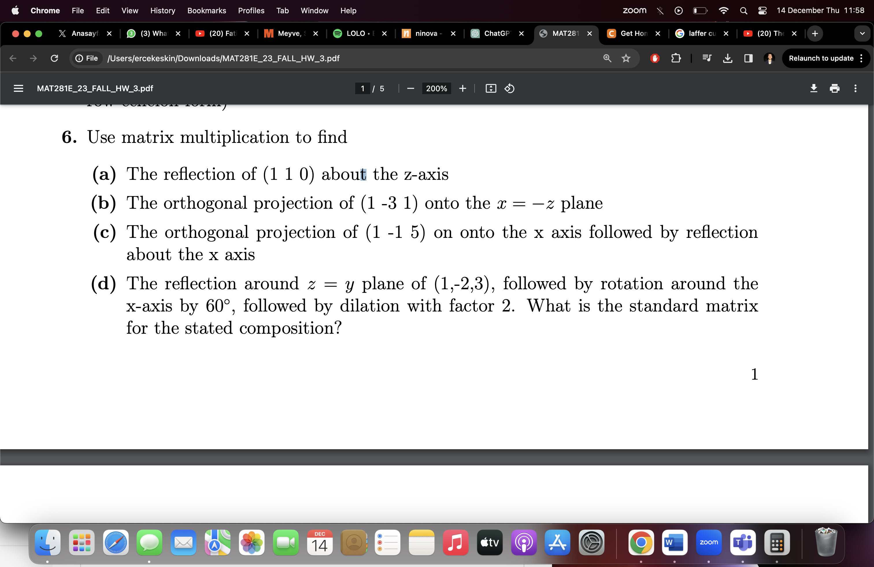 Solved 6. Use matrix multiplication to find (a) The | Chegg.com