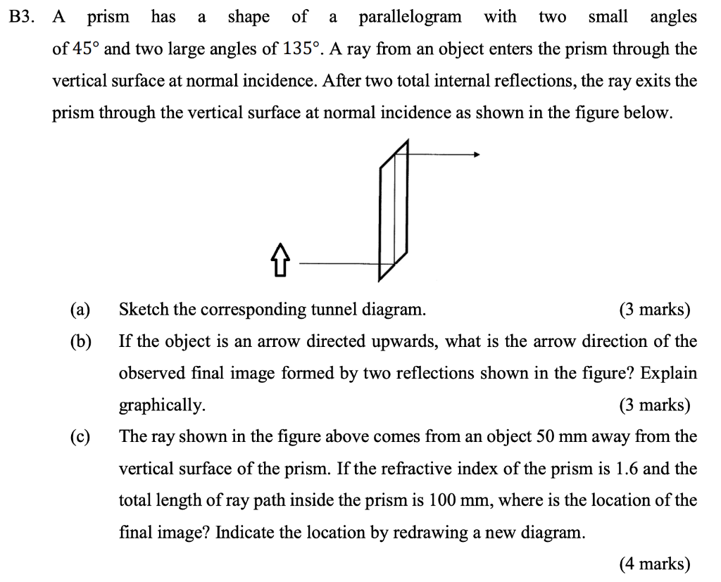 а a B3. A prism has shape of parallelogram with two | Chegg.com
