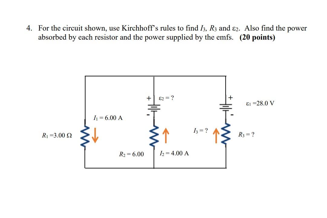Solved 4. For the circuit shown, use Kirchhoff's rules to | Chegg.com
