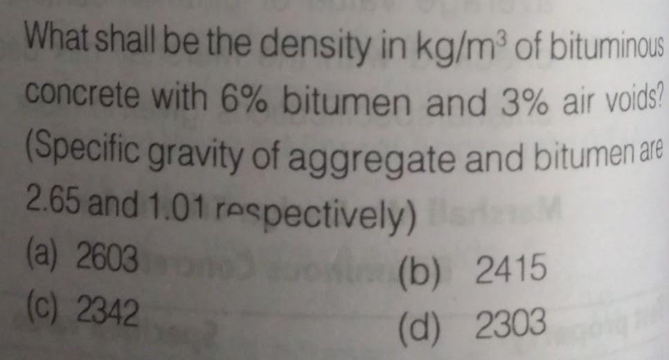 Solved What shall be the density in kg/m of bituminous | Chegg.com
