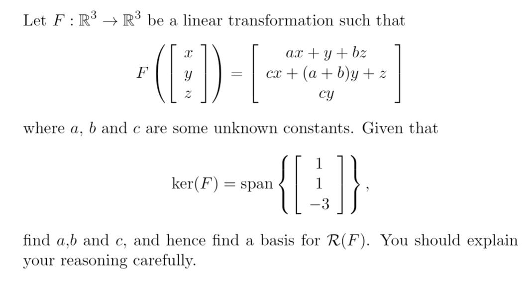 Solved Let F R3→r3 Be A Linear Transformation Such That
