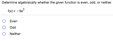 Solved Determine algebraically whether the given function is | Chegg.com