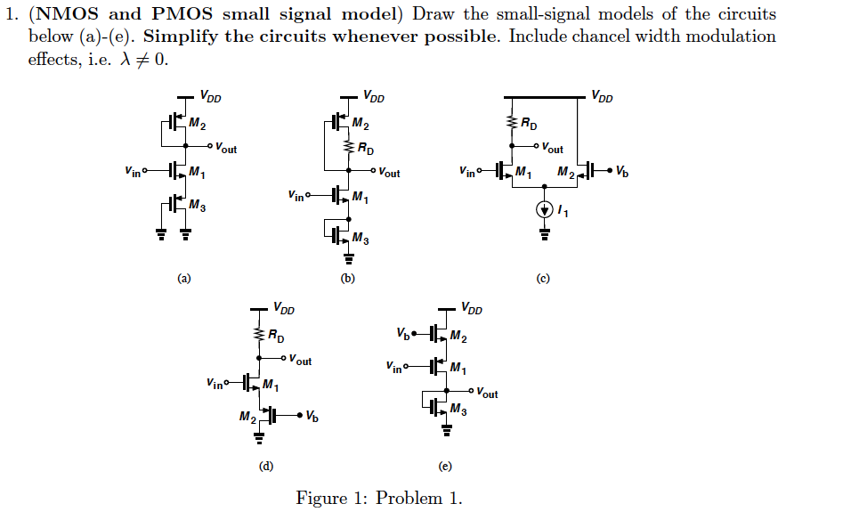 Solved 1. (NMOS and PMOS small signal model) Draw the | Chegg.com