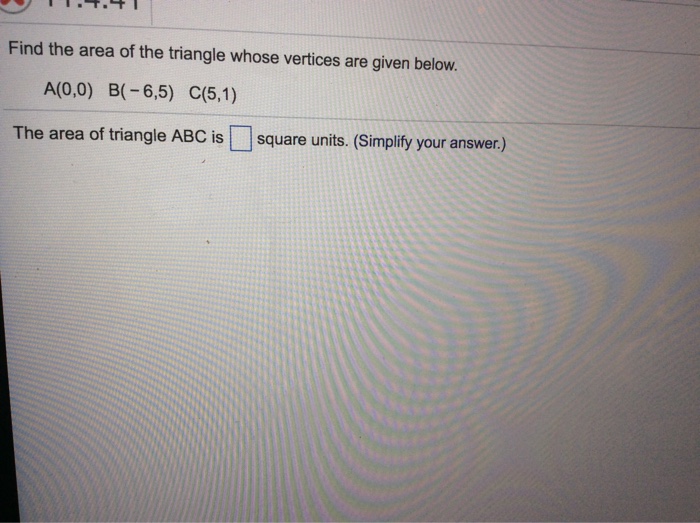 Solved Find the area of the triangle whose vertices are | Chegg.com
