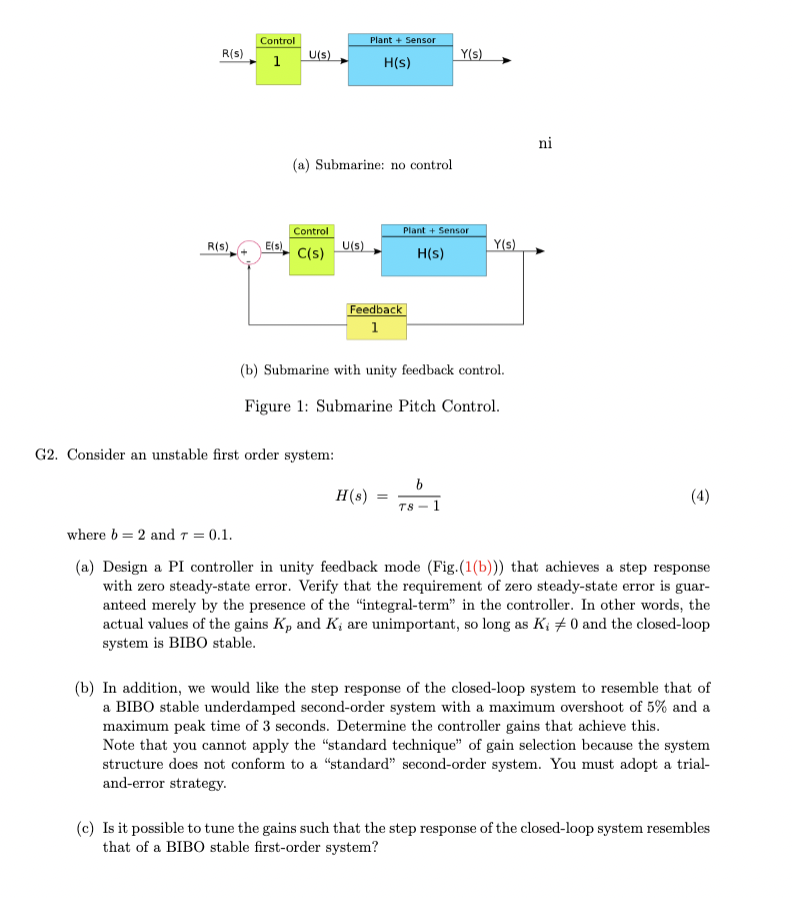 Solved Plant + Sensor R(S) Control 1 us) Y(s) H(s) ni (a) | Chegg.com