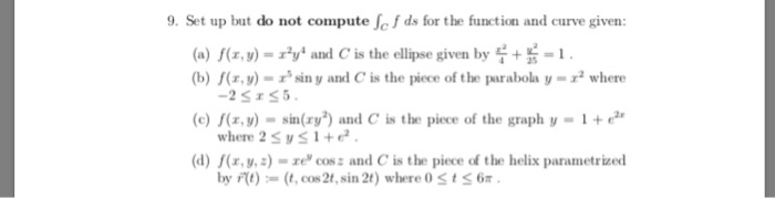 Solved 9. Set up but do not compute ef ds for the function | Chegg.com