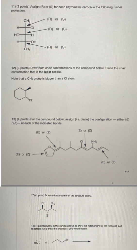 Solved 11) (3 points) Assign (R) or (S) for each asymmetric | Chegg.com