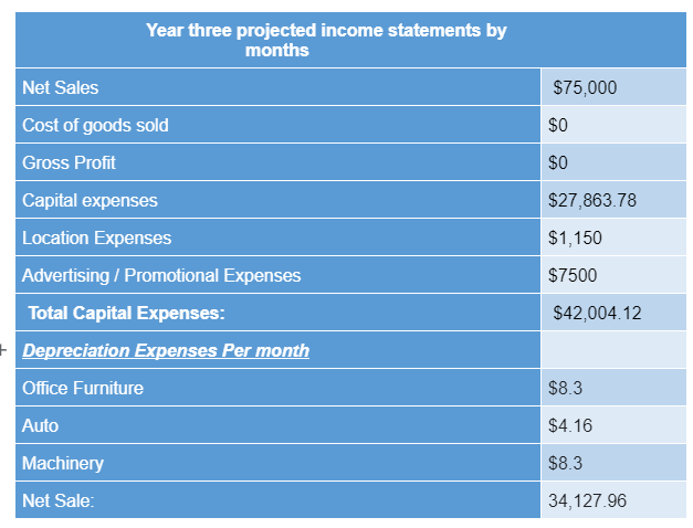 Year two projected income statements by months Net | Chegg.com