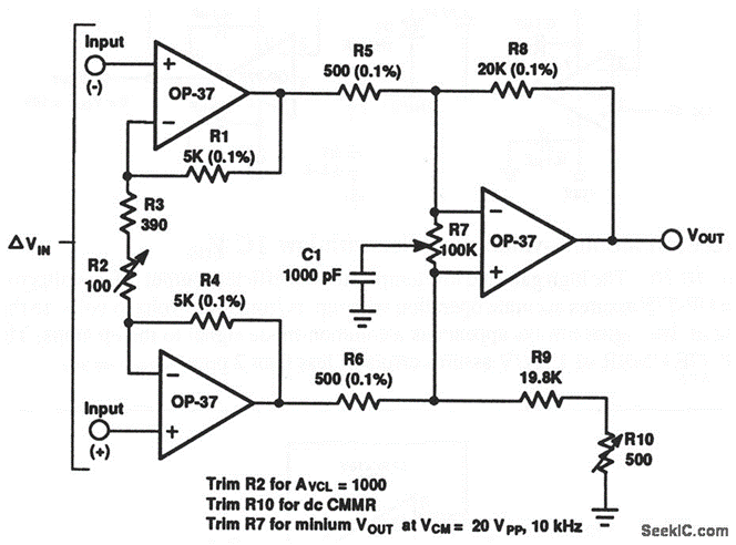 Solved A standard 3 op-amp instrumentation amplifier (InAmp) | Chegg.com