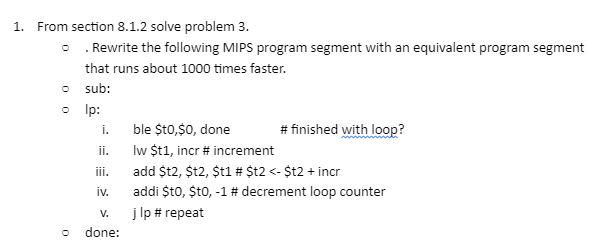 Solved Re Write the following MIPS program segment with an | Chegg.com
