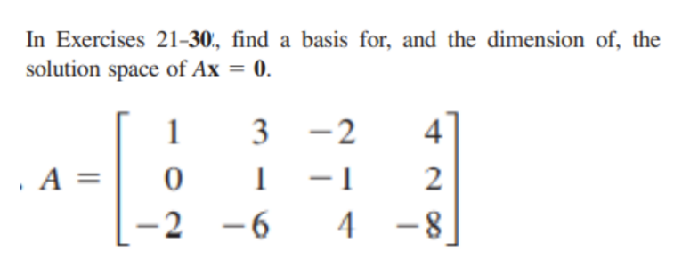 Solved In Exercises 21-30., find a basis for, and the | Chegg.com