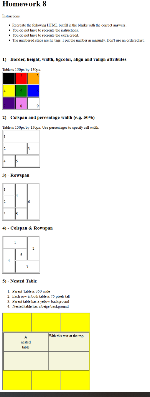 Solved Instructions Recreate The Following Html But Fill 