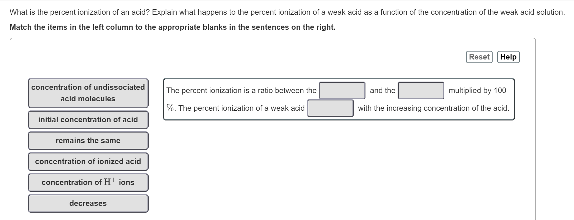 Solved What is the percent ionization of an acid? Explain | Chegg.com