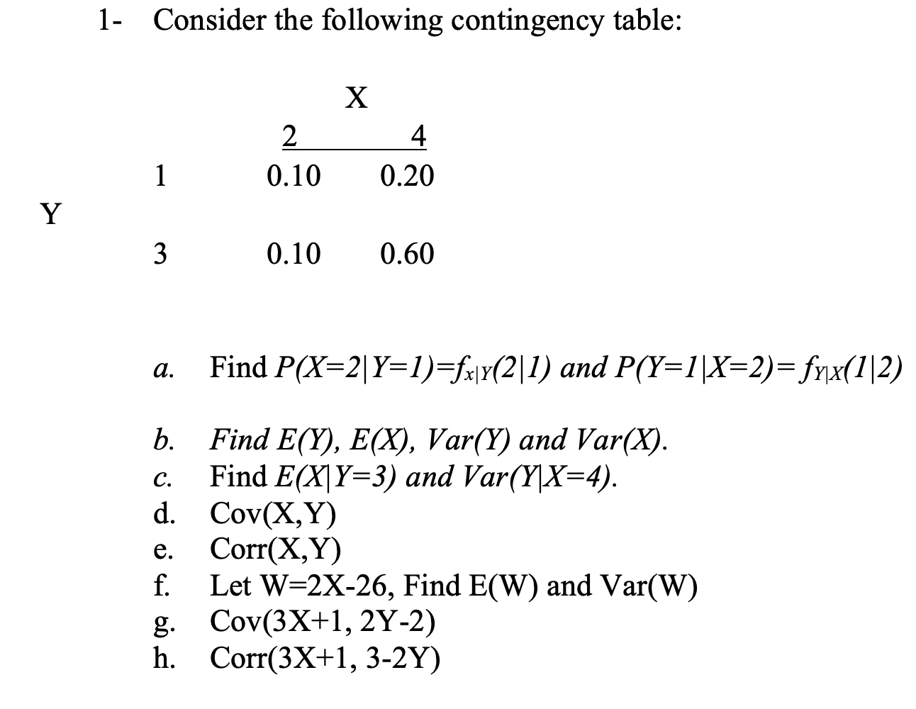 Solved 1- Consider the following contingency table: a. Find | Chegg.com
