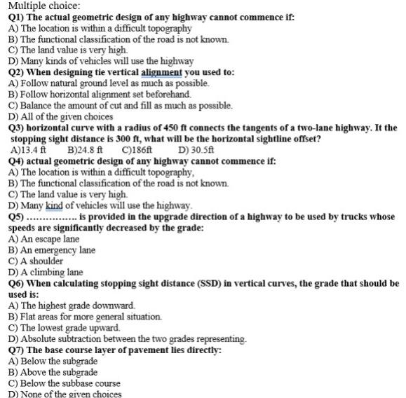 Solved Multiple choice: Q1) The actual geometric design of | Chegg.com