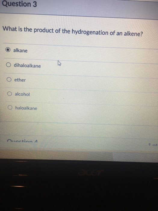 Solved Question What is the product of the hydrogenation of | Chegg.com