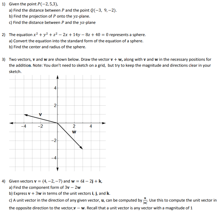Solved 1) Given the point P(-2,5,3), a) Find the distance | Chegg.com