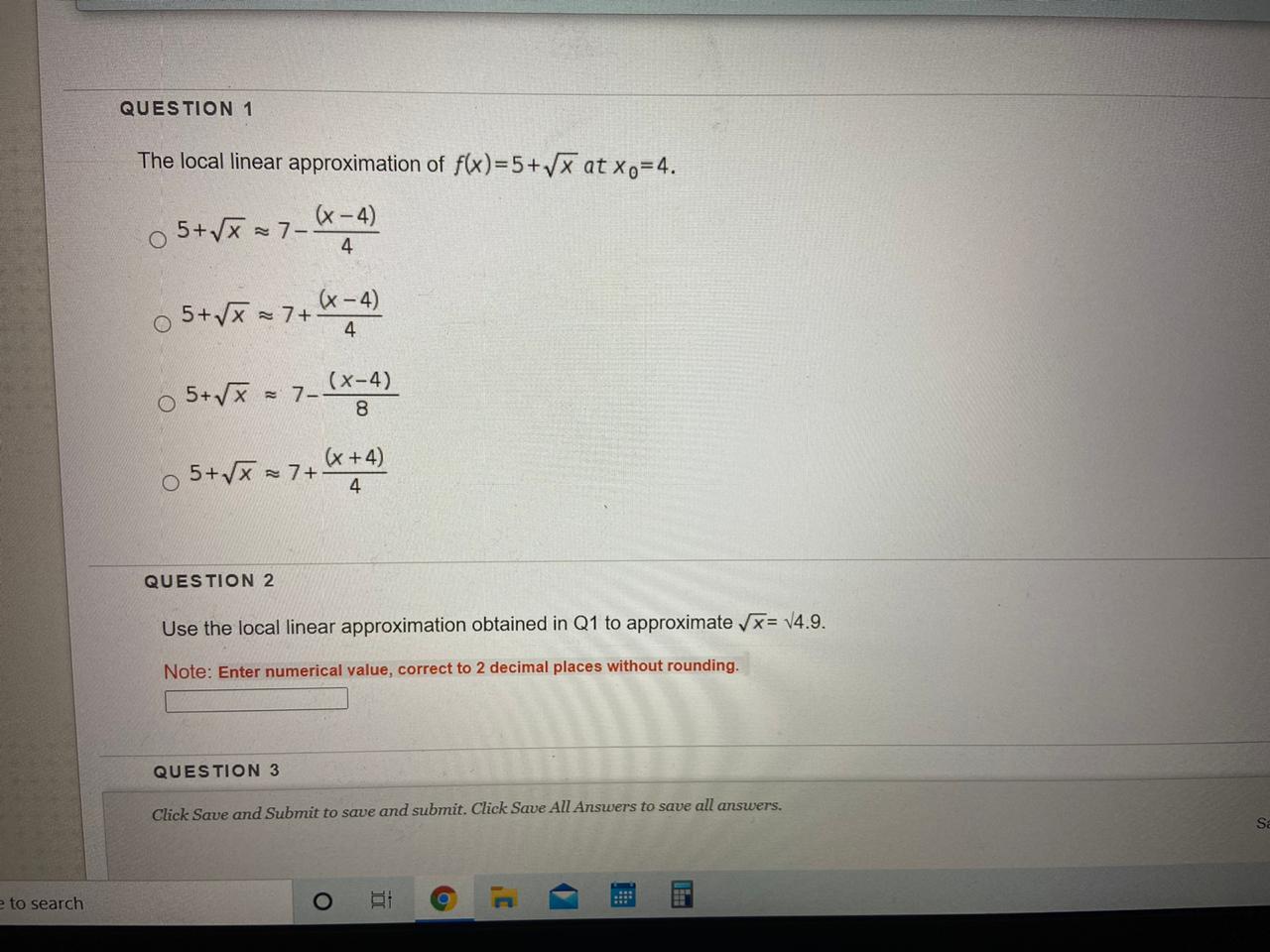 Solved QUESTION 1 The local linear approximation of | Chegg.com