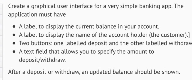 Solved Create a graphical user interface for a very simple | Chegg.com