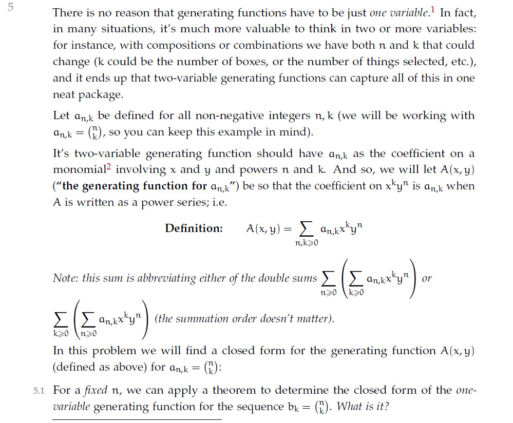 Solved There is no reason that generating functions have to | Chegg.com
