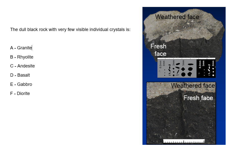 Solved The dull black rock with very few visible individual | Chegg.com