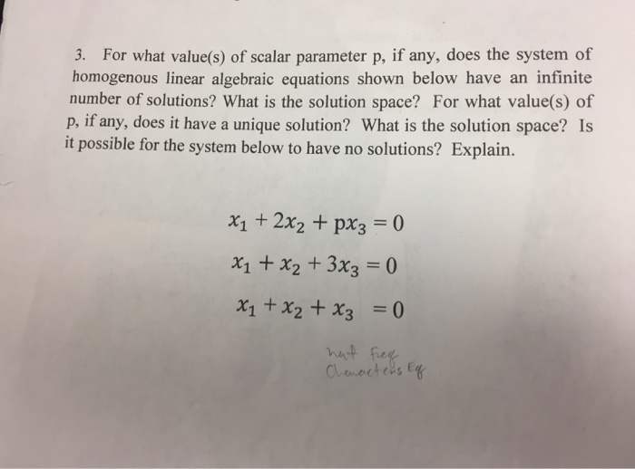 Solved For what values of scalar Parameter p, if any, does | Chegg.com