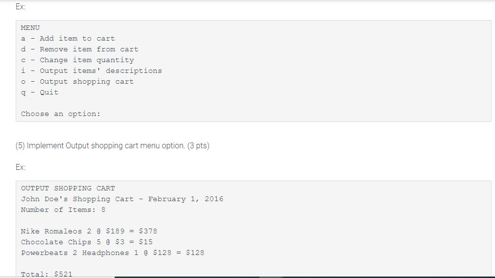 Solved 10.14 LAB*: Program: Online shopping cart (Part 2) | Chegg.com