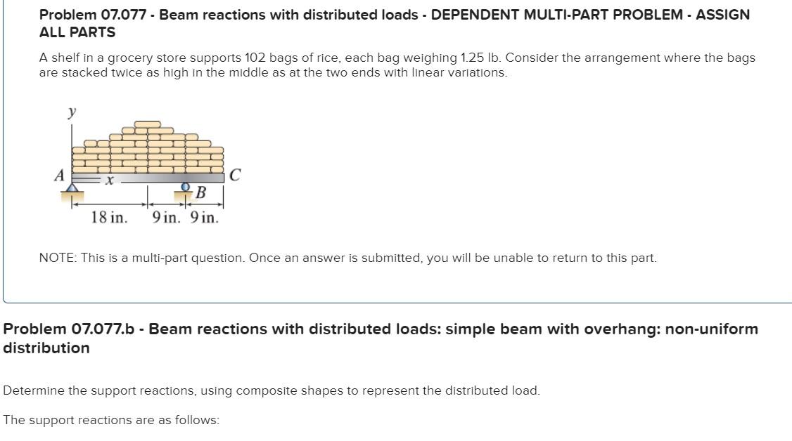 Solved Problem 07.077 - Beam reactions with distributed | Chegg.com