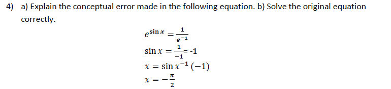 Solved 4) a) Explain the conceptual error made in the | Chegg.com