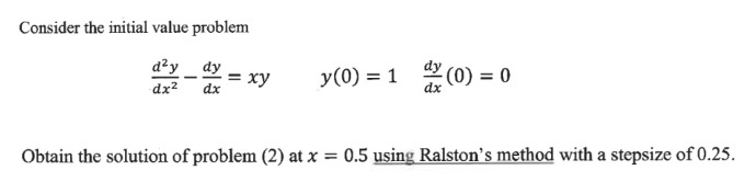 Solved Consider the initial value problem d2y dy dx2 dx dy | Chegg.com