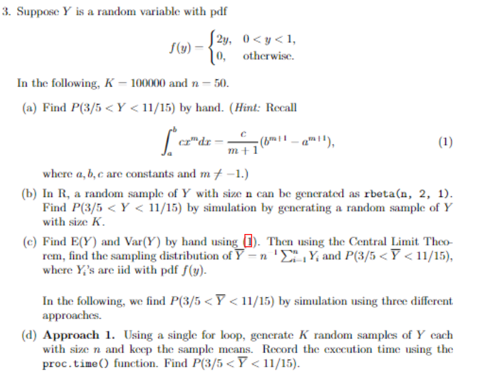 Solved 3. Suppose Y is a random variable with pdf | Chegg.com