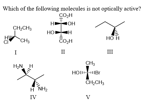 Solved Which of the following molecules is not optically | Chegg.com