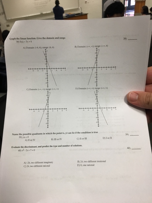 Solved Graph The Linear Function Give The Domain And Range