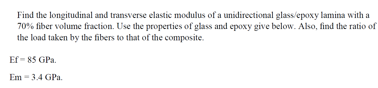 Solved Find The Longitudinal And Transverse Elastic Modulus