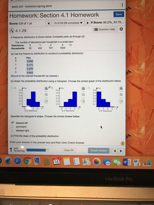 Solved Math 227-Statistics Spring 2019 Homework: Section 4.1 | Chegg.com