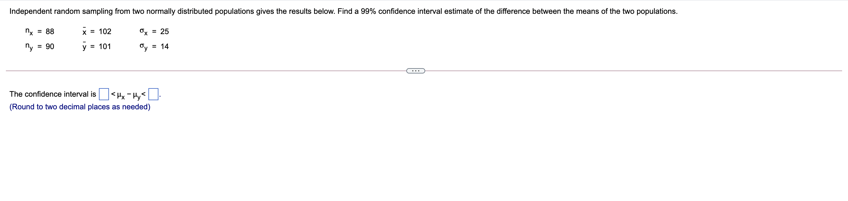 Solved Independent random sampling from two normally | Chegg.com