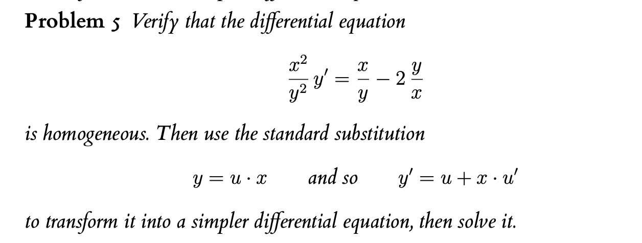 Solved Problem 5 Verify that the differential equation | Chegg.com