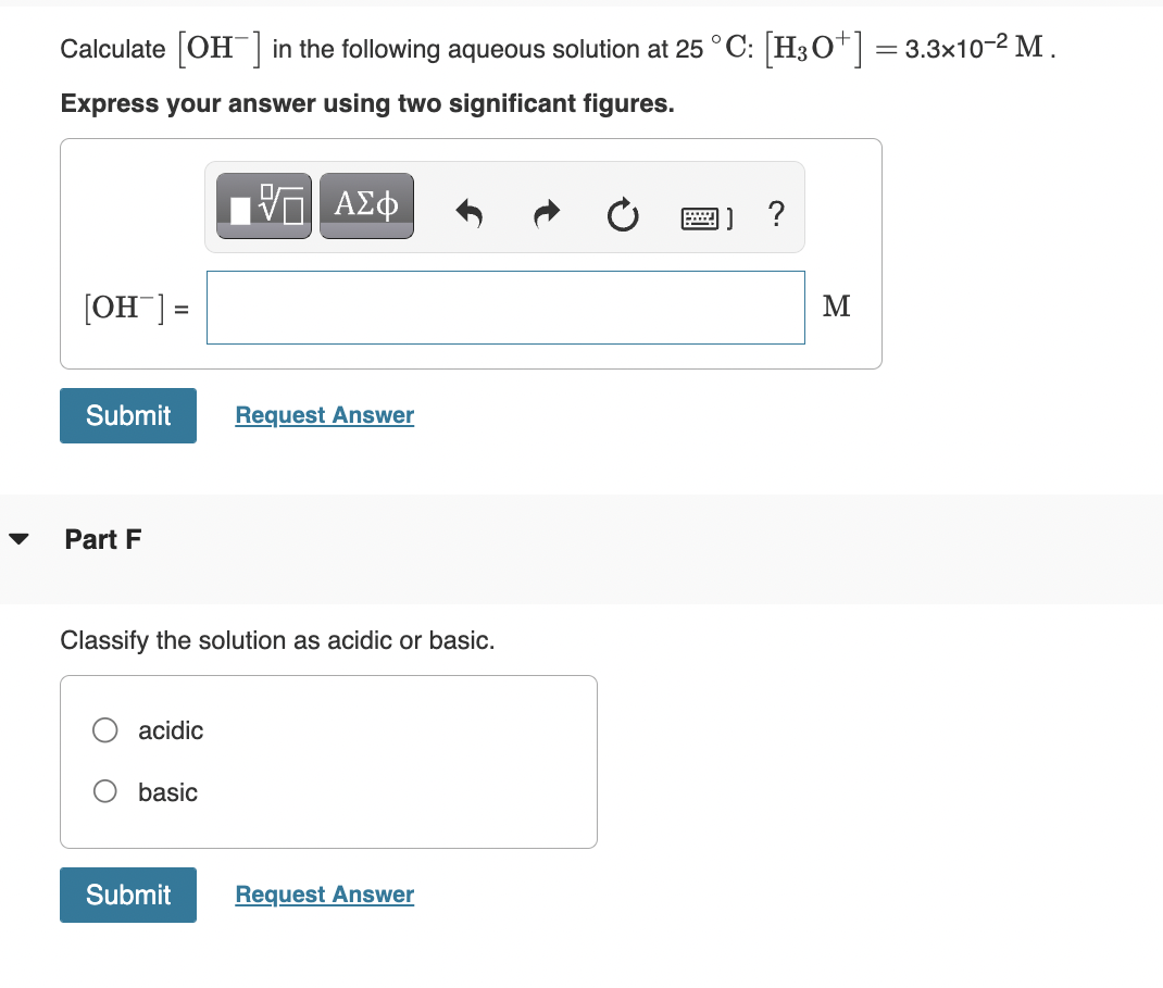 Solved Calculate [OH−]in the following aqueous solution at | Chegg.com