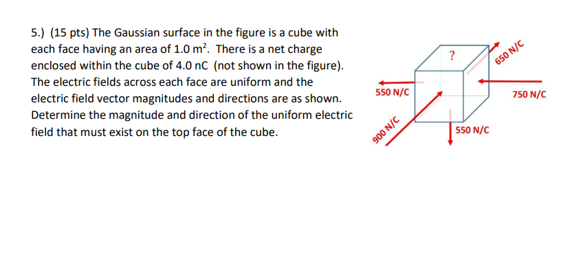 Solved 5.) (15 pts) The Gaussian surface in the figure is a | Chegg.com