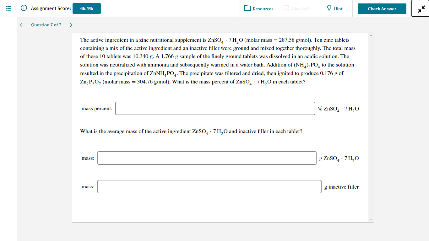 Solved iii Assignment Score: 66.4% Resources Give Up Hint | Chegg.com