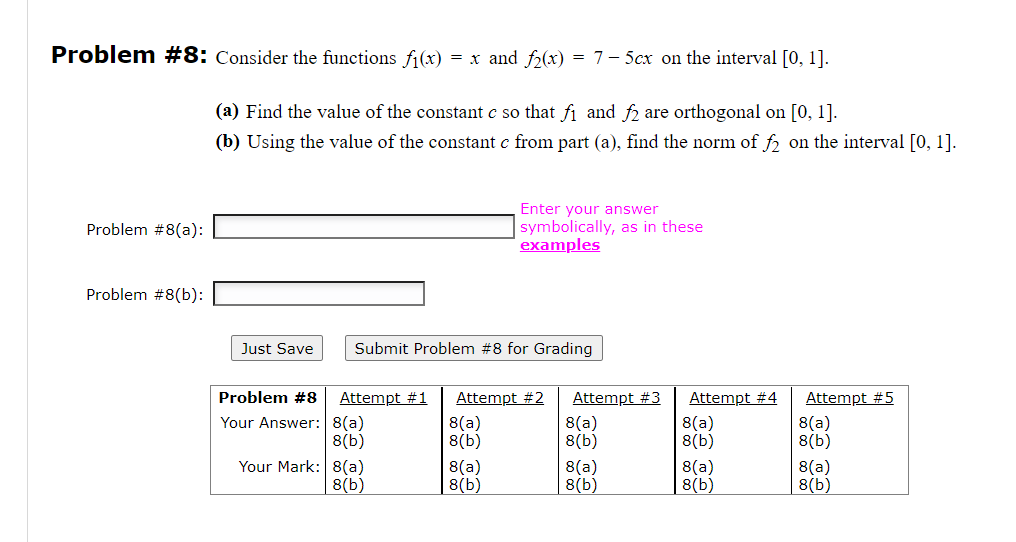 Solved Problem #8: Consider the functions f1(x) = x and | Chegg.com