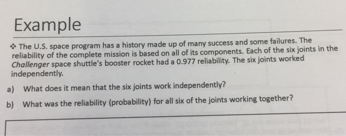 Solved Example he U.S. reliability of the complete mission | Chegg.com
