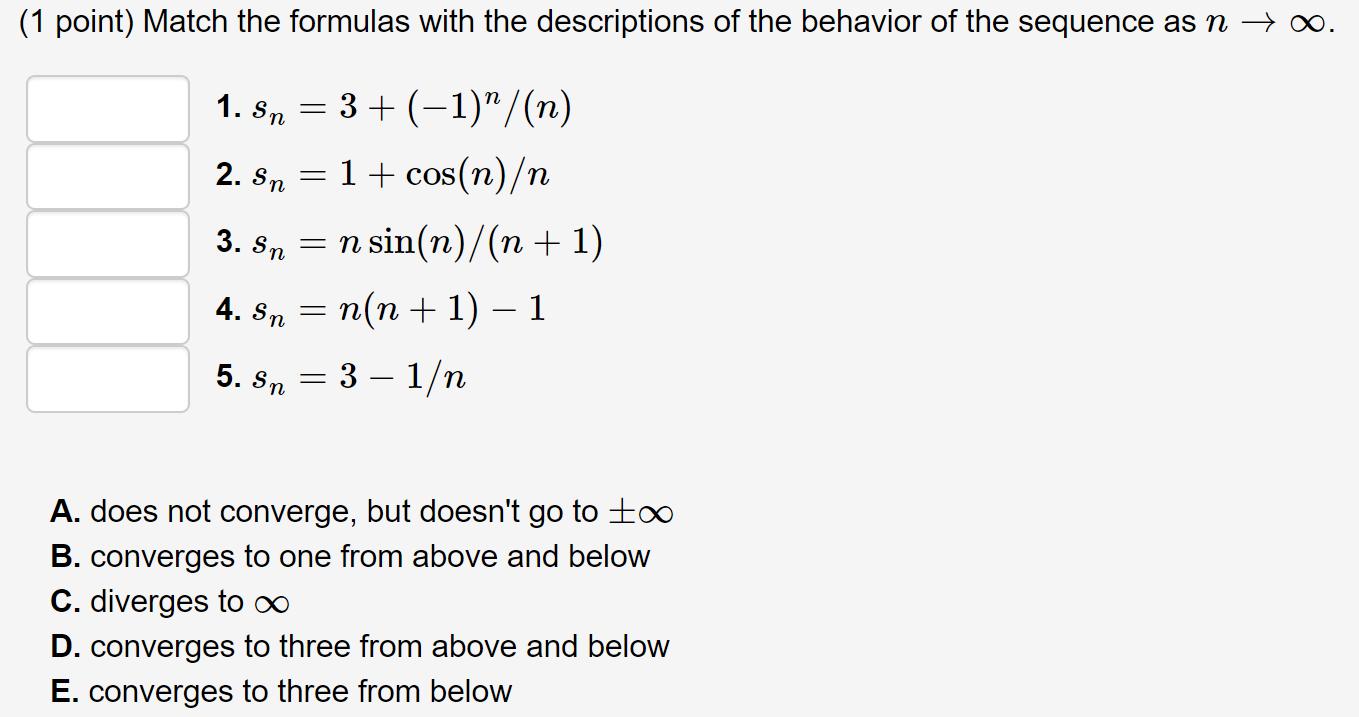 Solved (1 point) Find a formula for sn, n > 1, if Sn is | Chegg.com