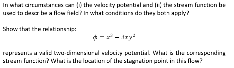 Solved In what circumstances can (i) the velocity potential | Chegg.com